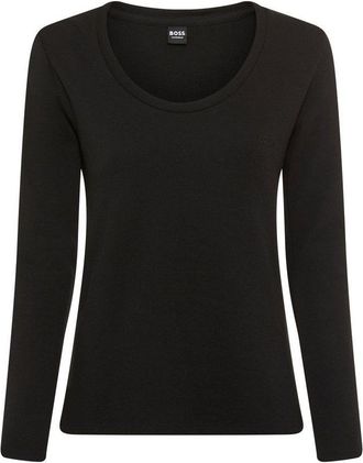 BOSS Langarmshirt Waffle Schlaf-Top, Waffelstruktur, aus Baumwollmix