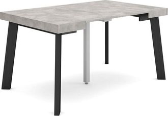 Skraut Home Ausziehbarertisch, Multifunktionaler ausziehbarer, 140, Für 6 Gäste, Hölzerne Beine, Moderner Stil, Eiche Schwarz - Skraut Home