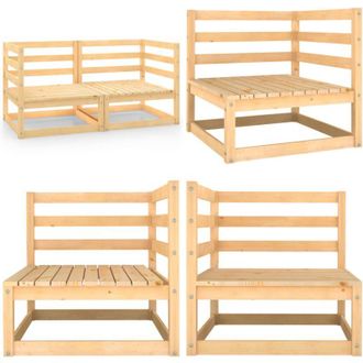 vidaXL Garten-Ecksofas 2 Stk. Massivholz Kiefer - Outdoor-Sofa - Gartenm&ouml;bel - Eckbank - Rattan M&ouml;bel - Kiefernholzm&ouml;bel - Home & Living