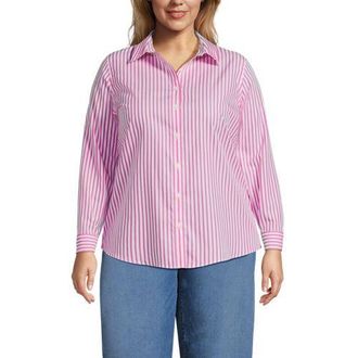 Lands End B&uuml;gelfreie Baumwoll-Bluse, Damen, Gr&ouml;&szlig;e:54 plus, Wei&szlig;, Baumwolle, by Lands End