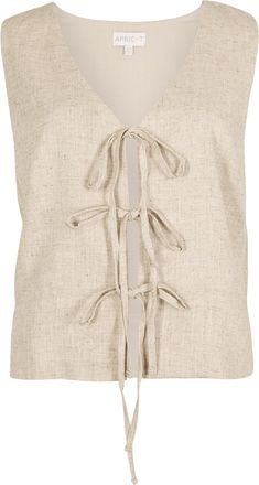 Apricot Tie Front Linen Waistcoat