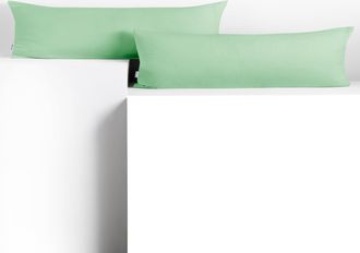 Decoking 2 Kissenbezüge 20x145 cm Jersey 100% gekämmte Baumwolle Reißverschluss Minze Amber