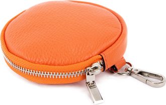 modamoda.de P10 / P08 Damen Leder Rauleder Geldb&ouml;rse M&uuml;nzgeldb&ouml;rse Taschenanh&auml;nger &oslash; 11,5 cm handmade in Italy, Farbe:Orange