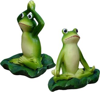 Cabilock 2 Stücke Frosch Figurine Schreibtisch Für Büro Yoga Skulptur Statue Entspannende Meditation Decor