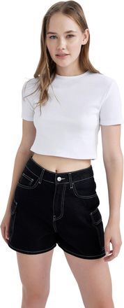 DeFacto Womens B0688AX T-Shirt, White, Small