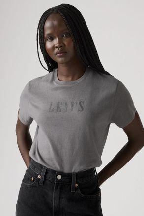 Levi's T Shirt Graphique Classic - Femme - Gris / Rhinestone Serif Logo Smoked Pearl - 2XL