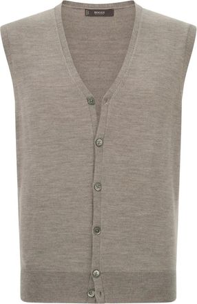 Boggi Milano débardeur en laine mérinos à boutons en nacre - Gris
