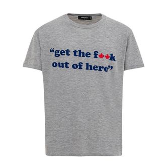 Dsquared2 Baumwoll-T-Shirt mit Get the f**k.. Print - - Tops - Herren - Grau - M