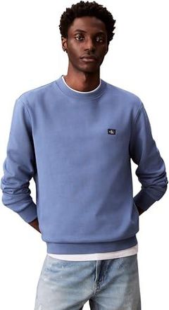 Calvin Klein Sweat dIntérieur Homme Terry Badge avec Col Ras-du-Cou, Bleu (Dull Nile Blue), XL