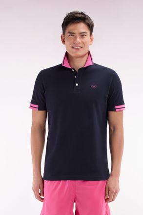 Eden Park Polo &Agrave; Manches Courtes En Coton Rose D&eacute;tails Color&eacute;s Coupe D&eacute;contract&eacute;e