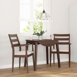 vidaXL Esszimmerstühle mit Kissen 2 Stk. Braun Massivholz Gummibaum - Vidaxl