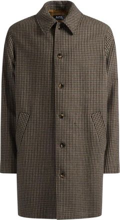 A.P.C. A.p.c., Homme, Manteaux, Brun, Taille: L Manteau Pied-de-Poule