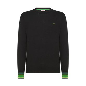 Sun 68 Gestreifte Manschetten stilvoller schwarzer Pullover - - Knitwear - Herren - Schwarzk - S
