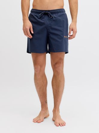 Jack & Jones Badeshorts JACK & JONES JPSTMAUI NORREBRO SWIM SHORTS, Herren, Gr. M, N-Gr, sky captain, Web, Polyester, unifarben, Badehosen Badeshorts