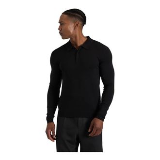 HUGO BOSS Homme, Tops, Noir, Taille: S Pull Polo &eacute;l&eacute;gant en viscose-polyester