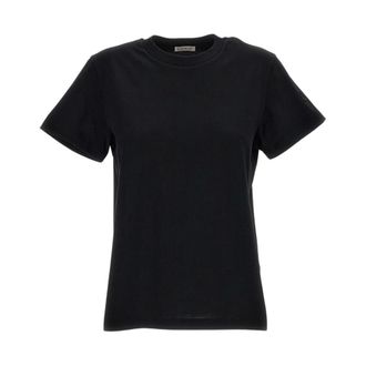 Moncler Femme, Tops, Noir, Taille: 40 FR T-shirt en coton &agrave; col rond