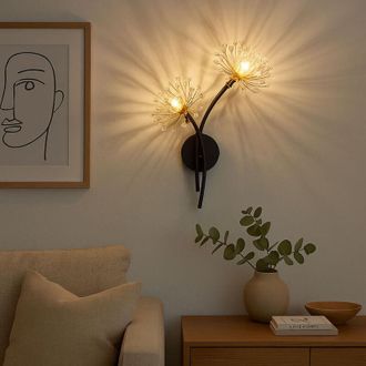 Globo Lighting Applique murale couloir fleurs or Applique murale couloir salon noir, 2x G9, l x h 32,5 x 44,5 cm