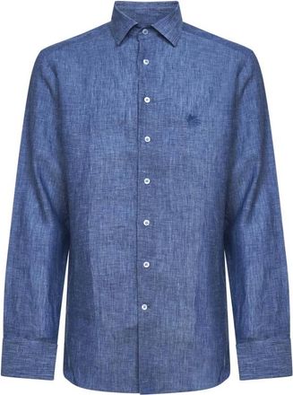 Etro Homme, Chemises, Bleu, Taille: 3XL Chemise en lin avec Pegaso