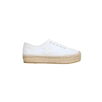 Celine Schn&uuml;r-Canvas-Espadrilles mit Leder - - Shoes - Damen - Wei&szlig; - 39 EU