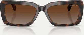 Ralph Lauren rechteckige polarisierte Sonnenbrille mit braunem Glas in Schildpatt