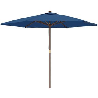 vidaXL Parasol de jardin avec m&acirc;t en bois bleu azur&eacute; 299x240 cm vidaXL