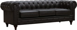 Habitat et Jardin Sofa Chesterfield Aliza ohne Verstellfunktion - 204 x 80 x 58 cm - 3-Sitzer - Braun