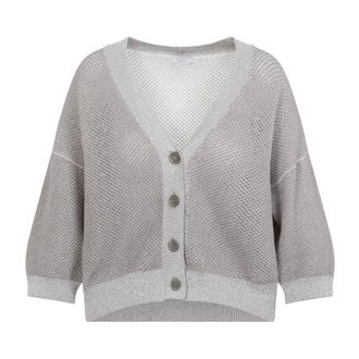 PESERICO Femme, Pulls, Gris, Taille: 40 FR Cotton Tricot Cardigan