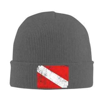Generic Bonnet Drapeau De Plong&eacute;e Vintage Vieilli - Plong&eacute;es sous-Marines Respirant Beanie Extensible Bonnet Tricot&eacute; pour Temps Froid Ext&eacute;rieur D&eacute;contract&eacute;e
