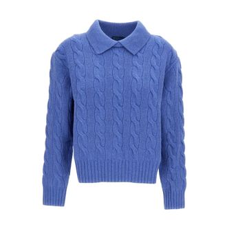 Polo Ralph Lauren Pullover mit Zopfmuster und Rundhalsausschnitt - - Knitwear - Damen - Blau - M