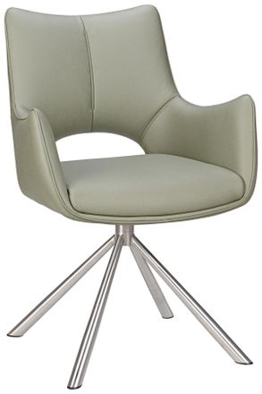 CARRYHOME Armlehnstuhl, Gr&uuml;n, Edelstahl, Metall, Textil, Drehkreuz, 59x88.5x62 cm, Sitzfl&auml;che 360&deg; drehbar, inklusive Armlehnen, Esszimmer, St&uuml;hle, Esszimmerst&uuml;
