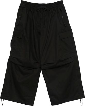 Yohji Yamamoto pantalon cargo à lien de resserrage - Noir