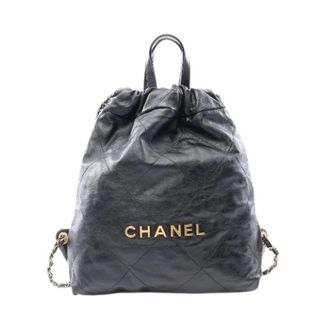 Chanel Sac &agrave; dos Pre-owned 22 en cuir - Femme - Pre-owned - Noir - Taille: ONE Size