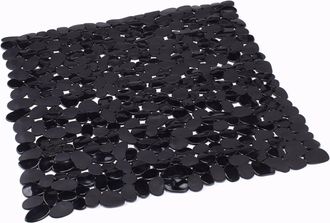 MSV 140892 Duschmatte/Badematte, antibakteriell, rutschfest mit Saugnäpfen - Schwarz - ca. 53 x 53 cm