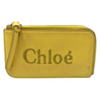 Chlo&eacute; Pre-owned &Eacute;tui &agrave; cartes en cuir jaune Sense - Femme - Pre-owned - Jaune - Taille: ONE Size