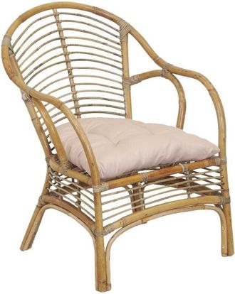 Aubry Gaspard Aubry Gaspard - Fauteuil en rotin marron + coussin