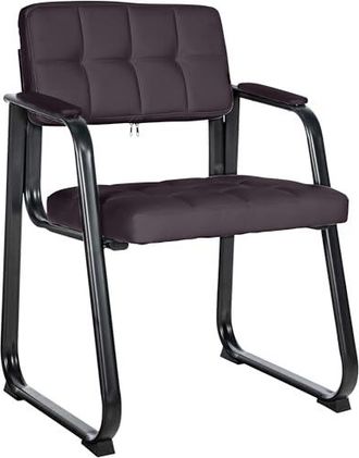Clp Chaise Visiteur Canada B - Assise et Dossier Rembourré avec Revêtement en Similicuir - Chaise de Cuisine avec Accoudoirs - Piétement en Méta, Couleur: