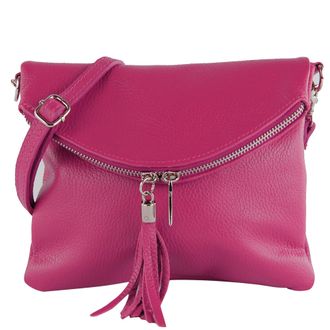 modamoda.de T07L / T139L Damen Leder kleine Umh&auml;ngetasche 2 Modelle handmade in Italy (T139L PINK)