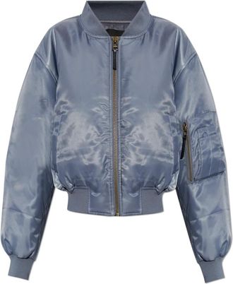 Anine Bing Femme, Vestes, Bleu, Taille: 42 FR Cropped Leon Bomber Jacket