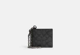 Coach Faltportemonnaie aus Signature-Canvas mit Kette