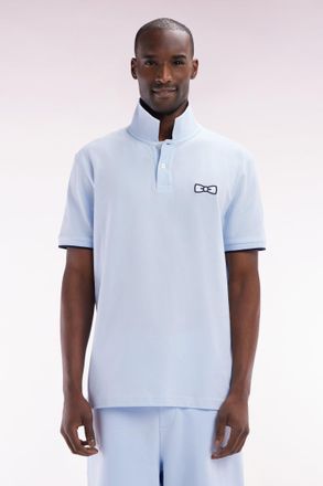 Eden Park Polo &Agrave; Manches Courtes En Coton Ciel Broderie Ton Sur Ton Coupe D&eacute;contract&eacute;e