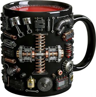 Generico Motor-Kaffeetasse, mechanisch, Retro-Design, Keramik-Kaffeetasse mit rutschfestem Griff, f&uuml;r M&auml;nner, Auto-Liebhaber, Geschenk zum Geburtstag, Weihnach