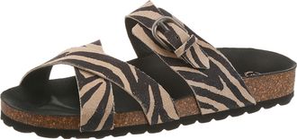Verbenas Pantolette VERBENAS RUBI ZEBRA, Damen, Gr. 38, beige (zebraoptik), Veloursleder, Schuhe Pantolette, Sommerschuh, Strandschuh, Hausschuh mit verstellba