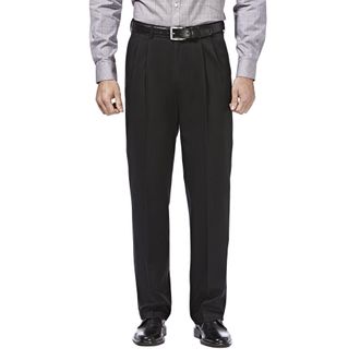 Haggar Herren Premium b&uuml;gelfrei, Khaki, Klassische Passform, Falten vorne, Normale und gro&szlig;e Gr&ouml;&szlig;en, Schwarz, 44W / 32L