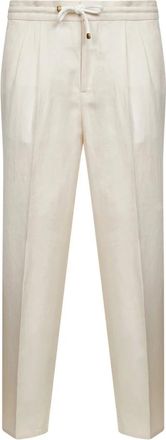 Brunello Cucinelli Homme, Pantalons, Beige, Taille: 2XL Pantalon &agrave; Cordon en M&eacute;lange de Lin