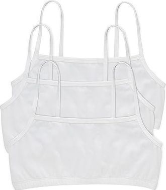 Hanes Cropped Bralette, Breathable Pullover Bra, Crop Top, Solid Or Assorted, 3-Pack Soutien-Gorge, Opaque, Blanc/Blanc, L (Lot de 3) Femme