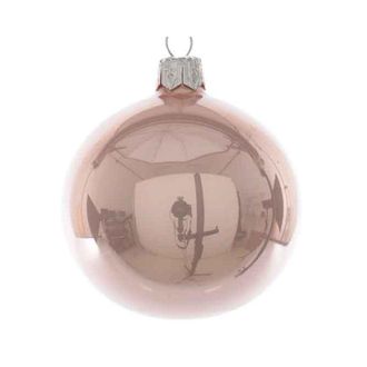 Kaemingk Weihnachtskugel aus rosa gl&auml;nzendem Glas 8 cm