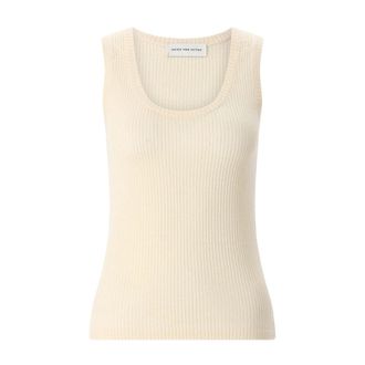 Dries Van Noten Geripptes &auml;rmelloses Top - - Tops - Damen - Beige - L