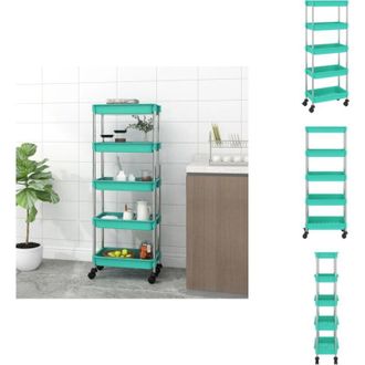 vidaXL K&uuml;chenwagen 5 Etagen T&uuml;rkis 42x29x128 cm Eisen und abs - K&uuml;chenwagen - Servierwagen - Rollcontainer - Organisationshilfe - K&uuml;chenger&auml;te