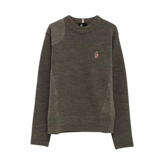 Moncler Wollpullover mit Rundhalsausschnitt - - Knitwear - Herren - Gr&uuml;n - XL