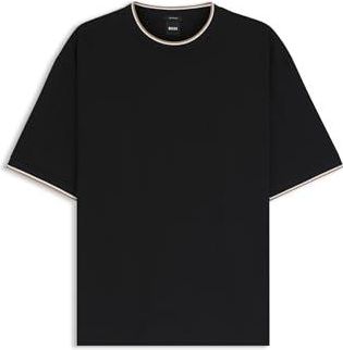 BOSS Hommes H-Tames 65 T-Shirt en Coton mercerisé avec Bords des Manches à Rayures